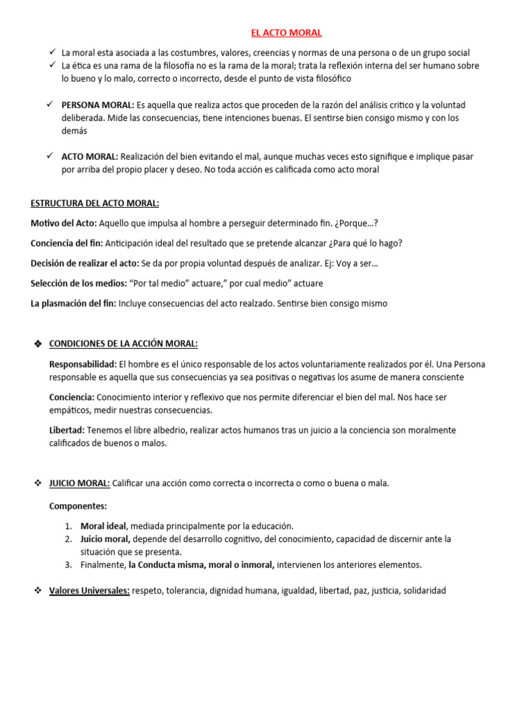 El Acto Moral | PDF | Moralidad | Sicología