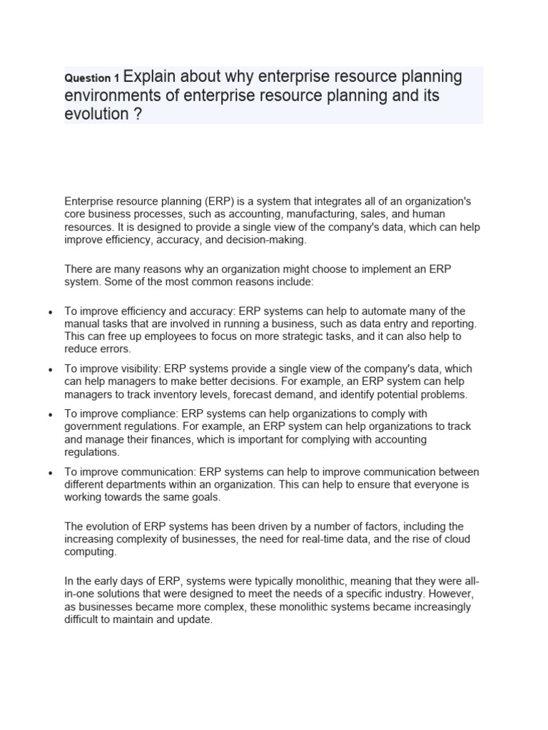 Assignment 1 Erp | PDF | Enterprise Resource Planning | Systems Theory