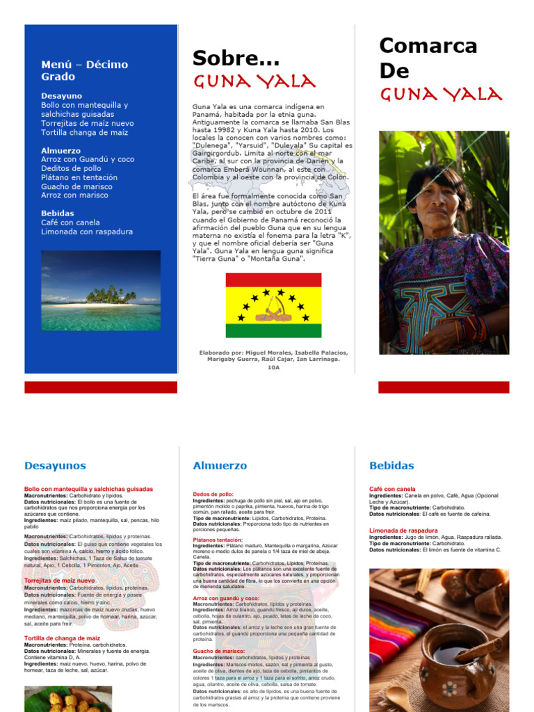Triptico Guna Yala | PDF | Nutrición | Dieta y nutrición