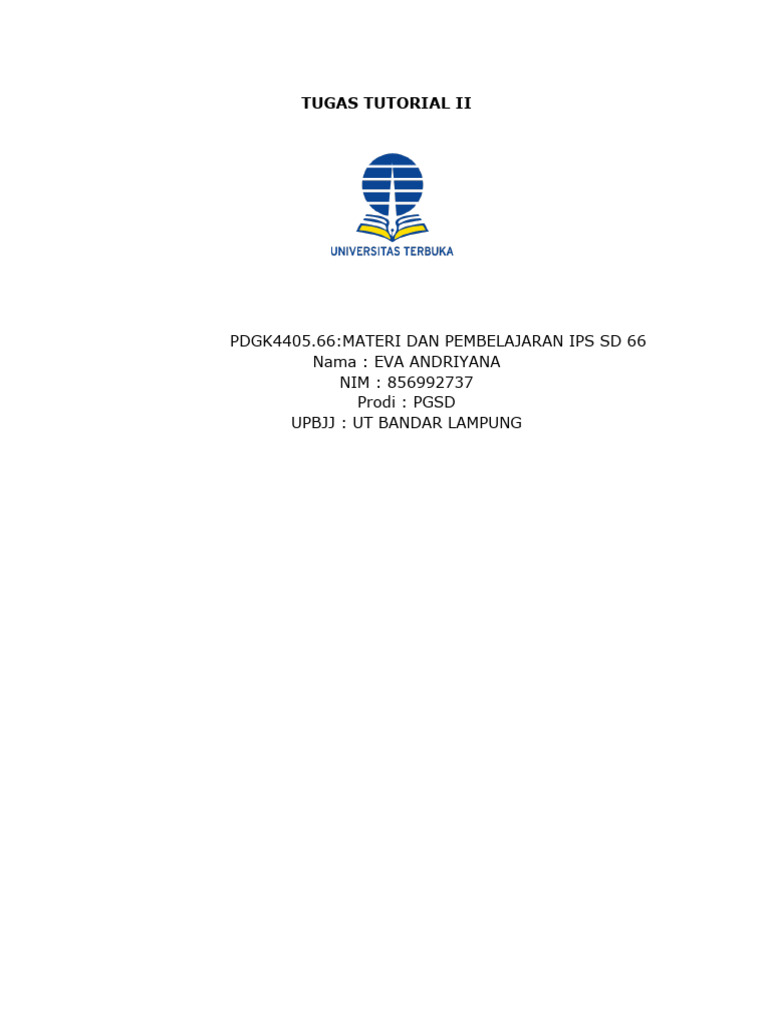 Tugas Tutorial Ii Materi Dan Pembelajaran Ips SD 66 | PDF