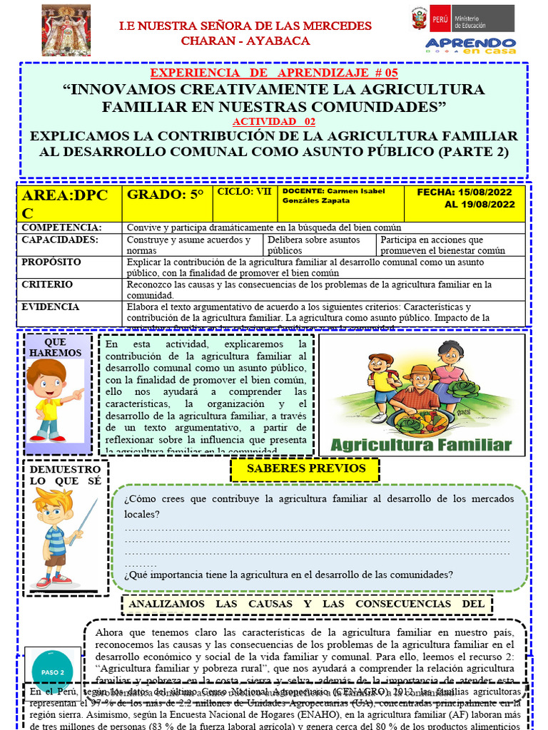 DPCC 5° EXP. 5 RURAL Sesion 2 | Descargar gratis PDF | Agricultura | Economias