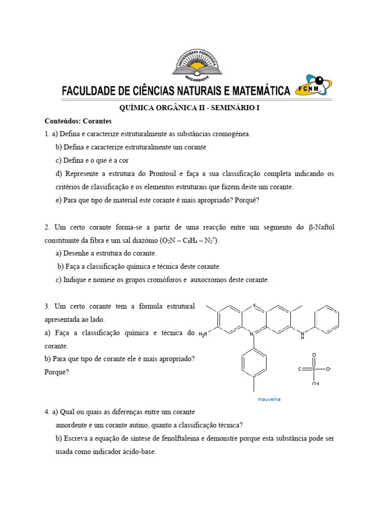 Seminario 1 - Química Orgânica Ii | PDF
