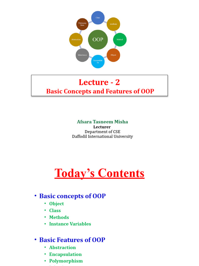 Lecture 2 Basic Conecpts And Features Of Oop Pdf Class Computer