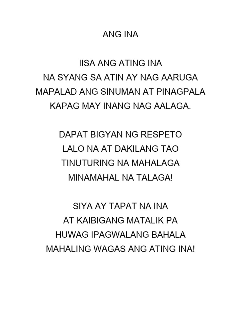 Ang Ina (Tula For Matthew) | PDF
