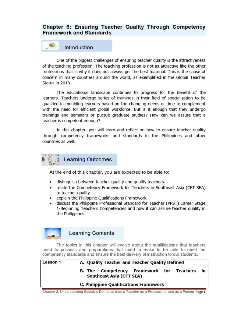 Chapter 6 Ensuring Teacher Quality Through Competency Framework And