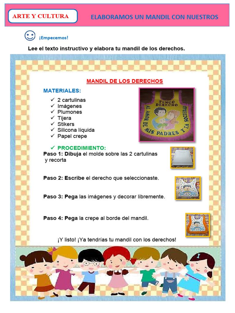 D5 A2 Ficha Arte Elaboramos Un Mandil Con Nuestros Derechos | PDF