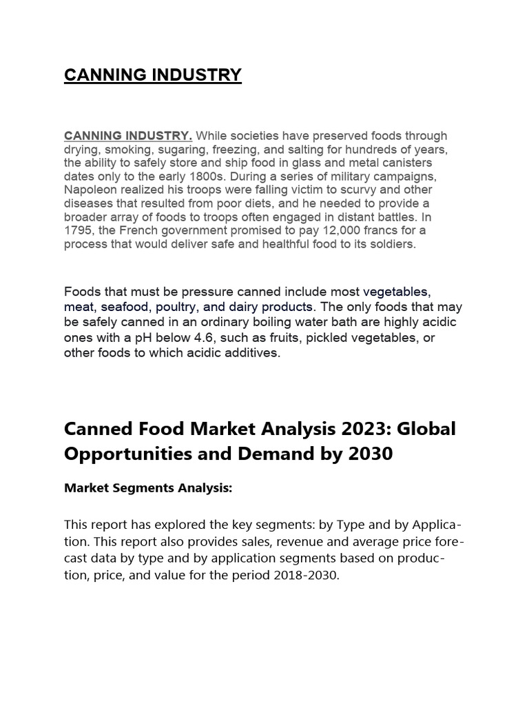Canning Industry | PDF | Canning | Food And Drink