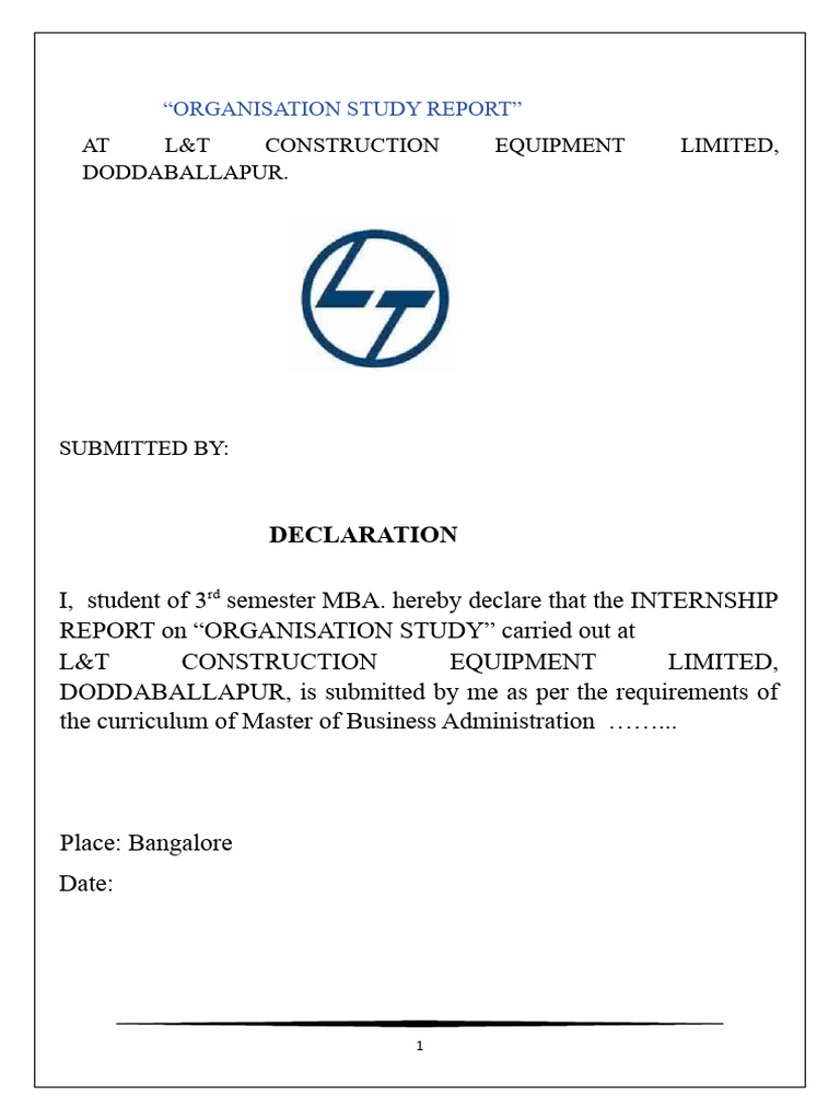 L&T Construction Internship Report | PDF | Heavy Equipment | Business ...