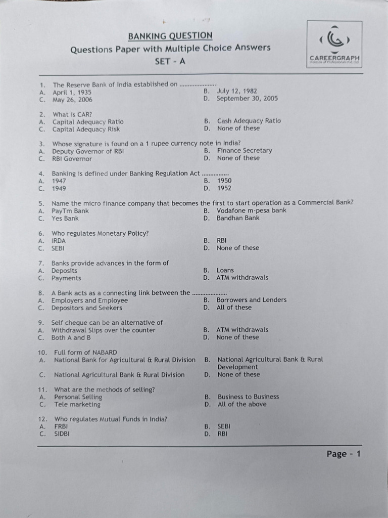 Banking Question - Set A | PDF
