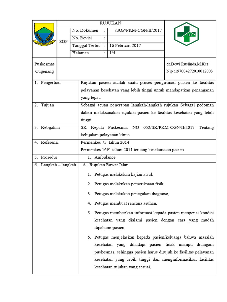 SOP RUJUKAN (2) | PDF