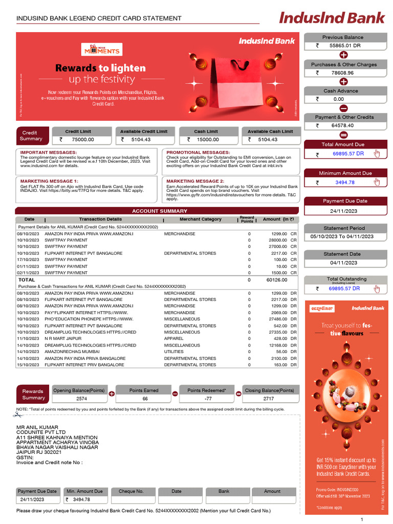 Latest Statment | PDF | Credit Card | Payments