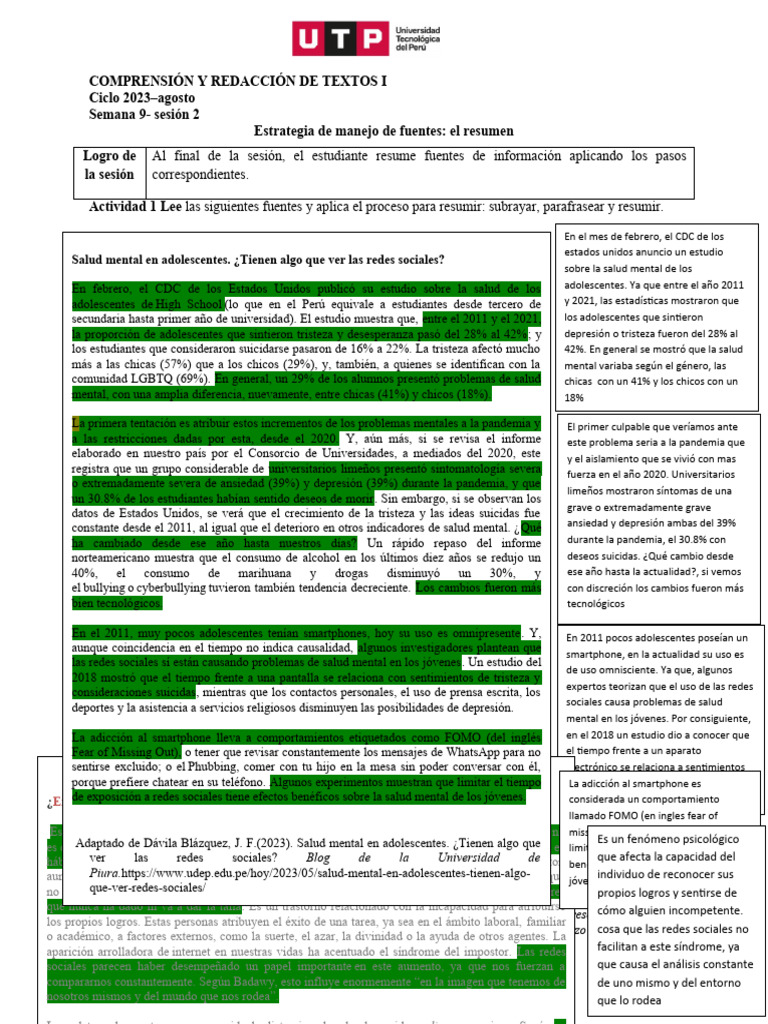 S09.s2 CyR de Texto | PDF | Trastorno mental | Depresión (estado de ánimo)