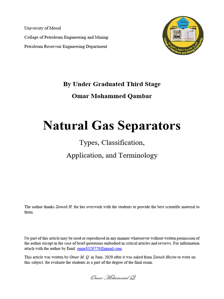 Natural Gas Separators | PDF | Natural Gas Processing | Natural Gas