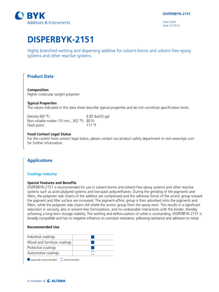 Disperbyk 2151 | PDF | Epoxy | Coating