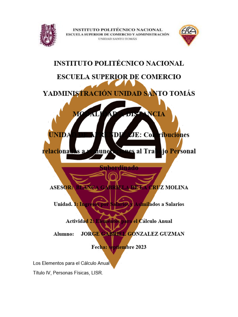 Act 2 Unidad 1 Calculo de Declaracion Anual | PDF | Impuestos | Salario