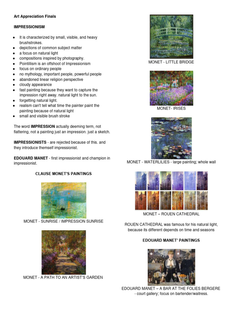 AA Finals - Docx 2 1 | PDF | Impressionism | Claude Monet