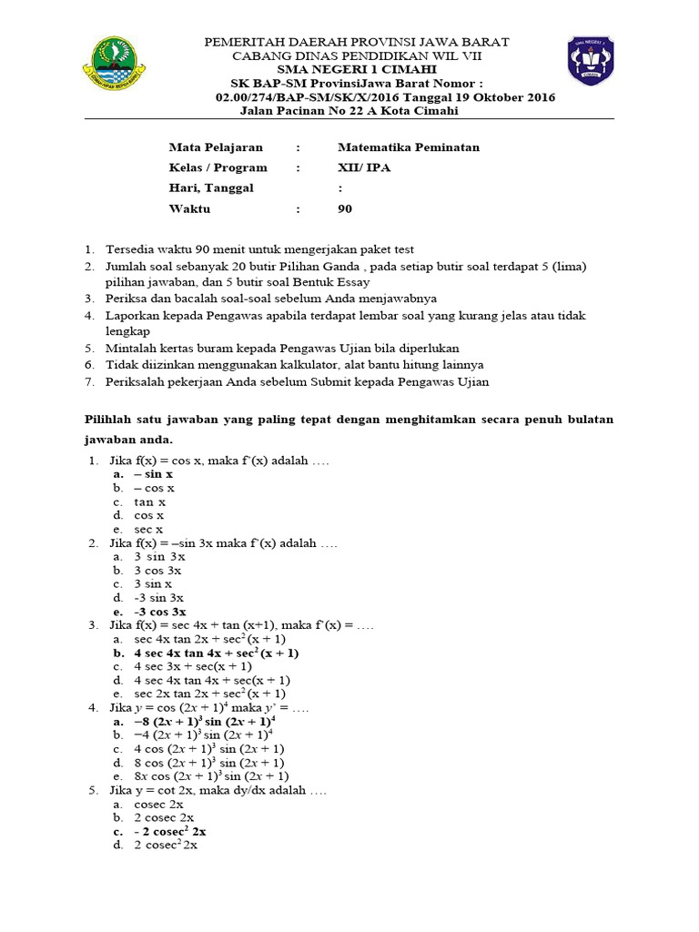 Format Penulisan Soal Psas. PG | PDF
