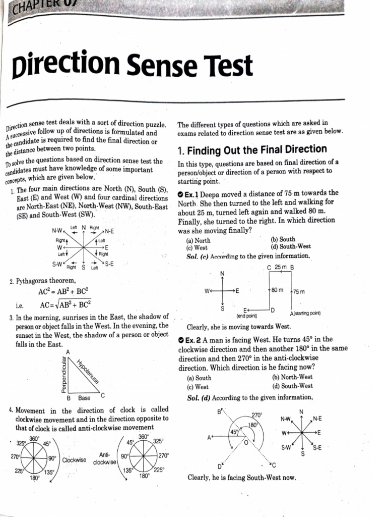 Direction Sense Test | PDF