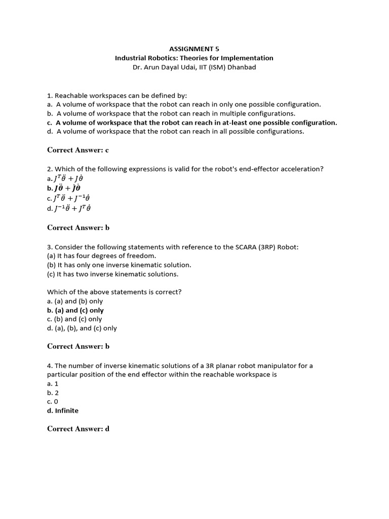 IR-TI - Assignment 5 Solution | PDF | Kinematics | Mathematical Concepts