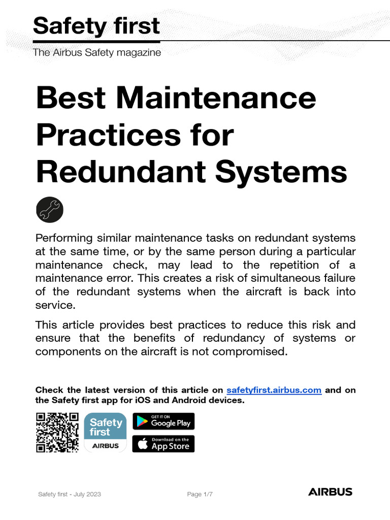 Best Maintenance Practices For Redundant Systems | PDF | Aviation ...