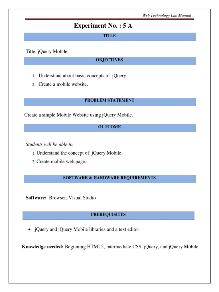 Experiment No 5 A | Download Free PDF | Mobile App | J Query