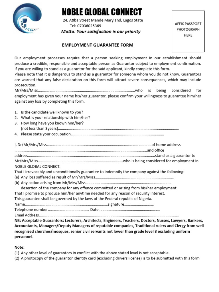 NGC Guarantors Form | PDF | Government | Justice