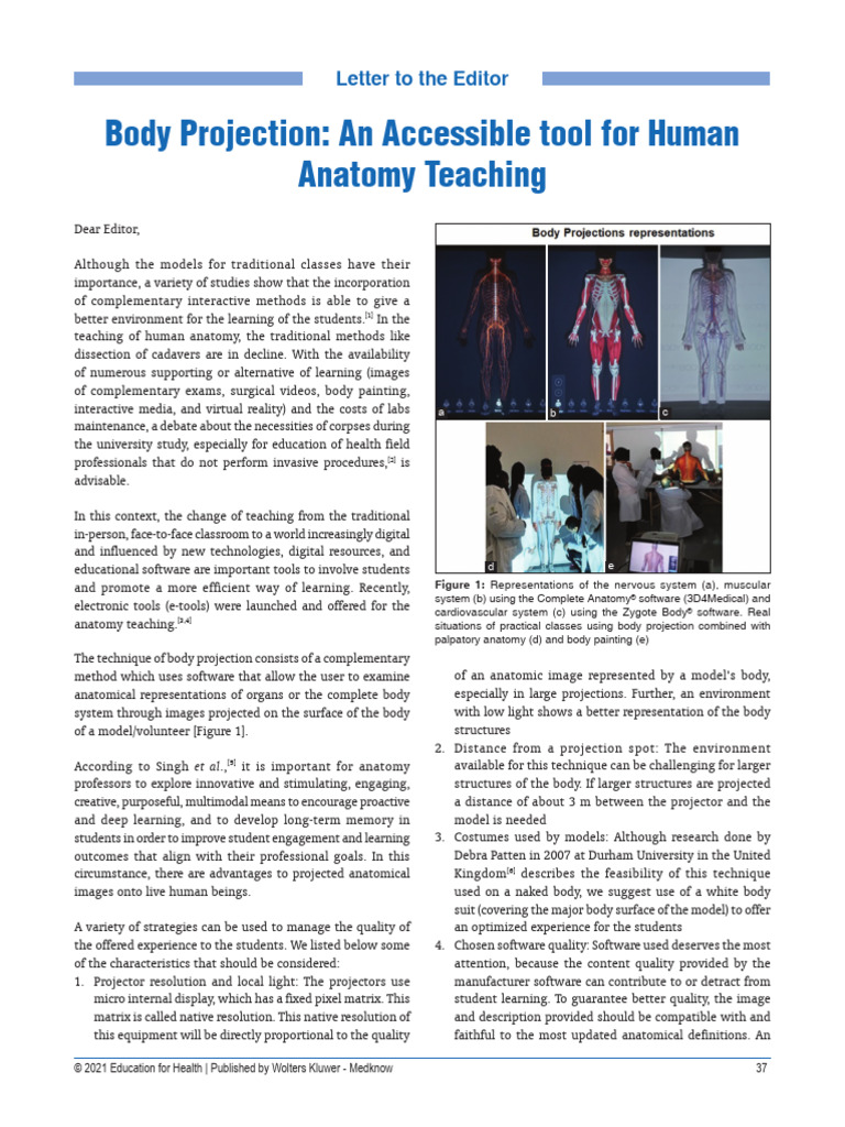 Body Orojection An Accessible Tool For Human Anatomy | PDF | Cadaver