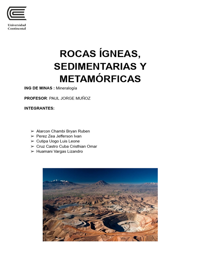 Rocas Igneas, Sedimentarias y Metamorficas. | PDF | Roca ígnea | Roca ...