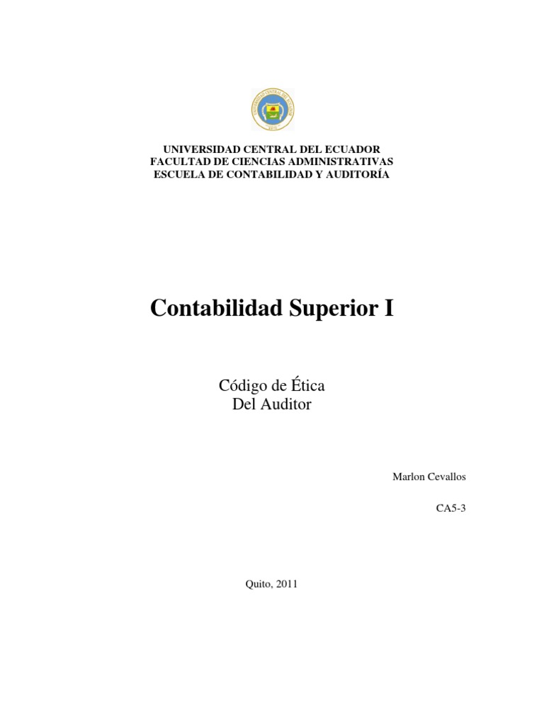 Codigo de Etica Del Auditor | PDF | Contralor | Science