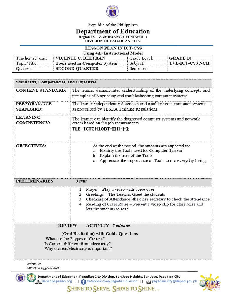Lesson-Plan-In-Tle-Ict-Css 10 | PDF | Electrical Connector