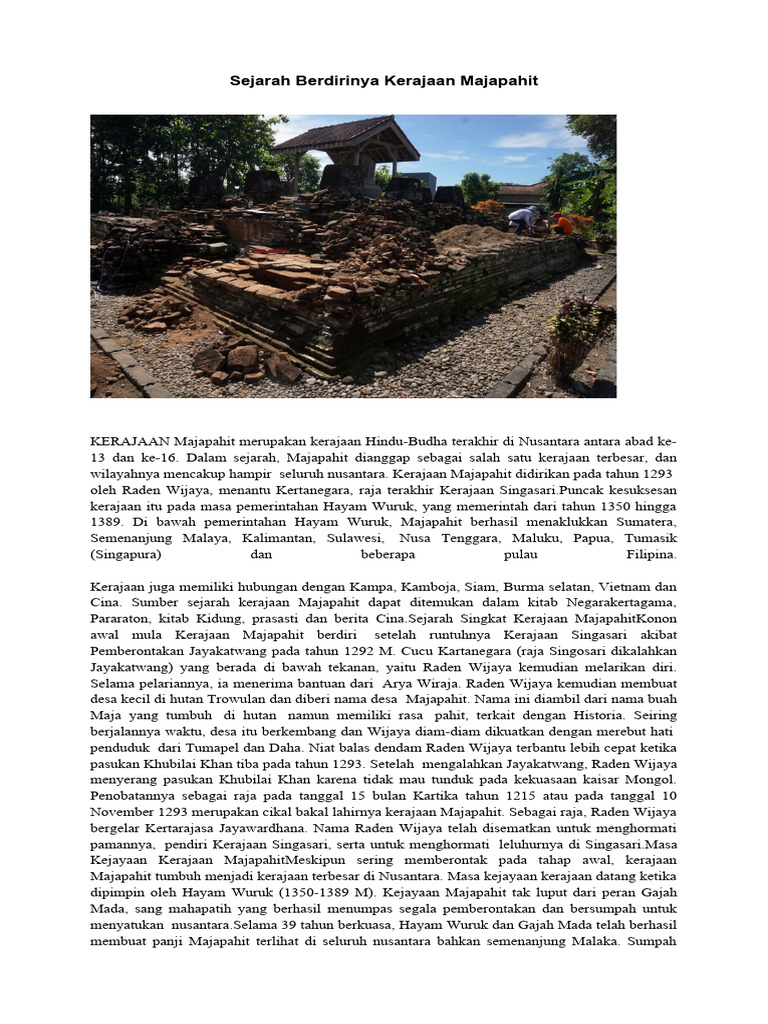 Sejarah Berdirinya Kerajaan Majapahit | PDF Sejarah Berdirinya Kerajaan Majapahit | PDF