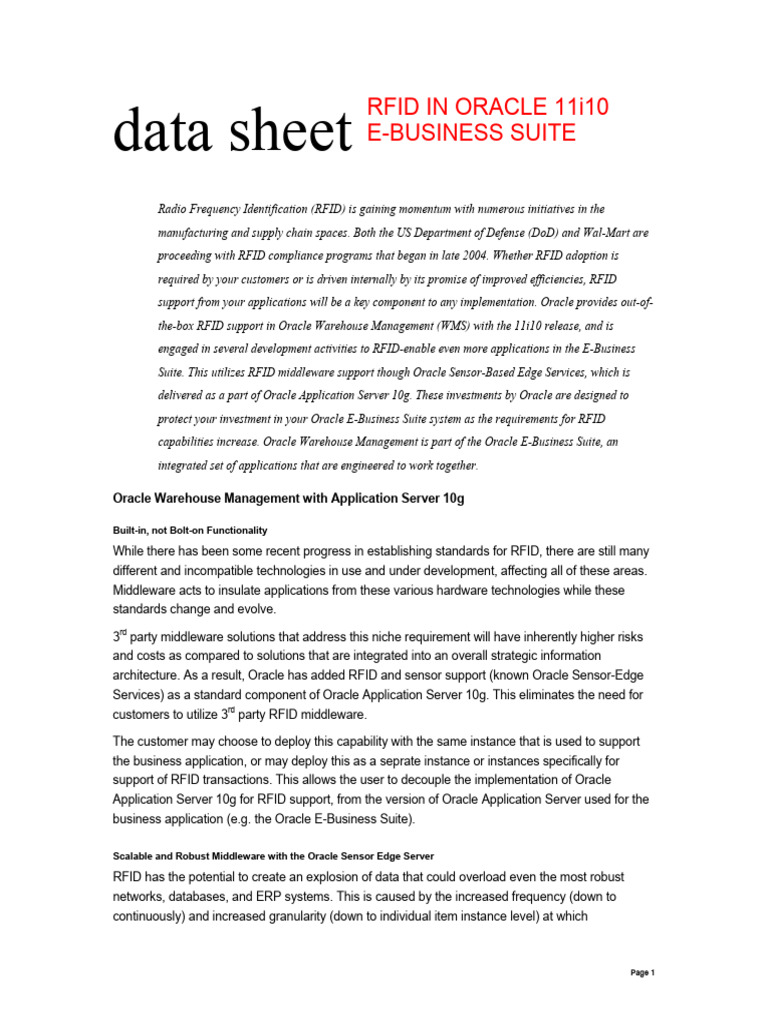 Rfid Datasheet Pdf Radio Frequency Identification Computing