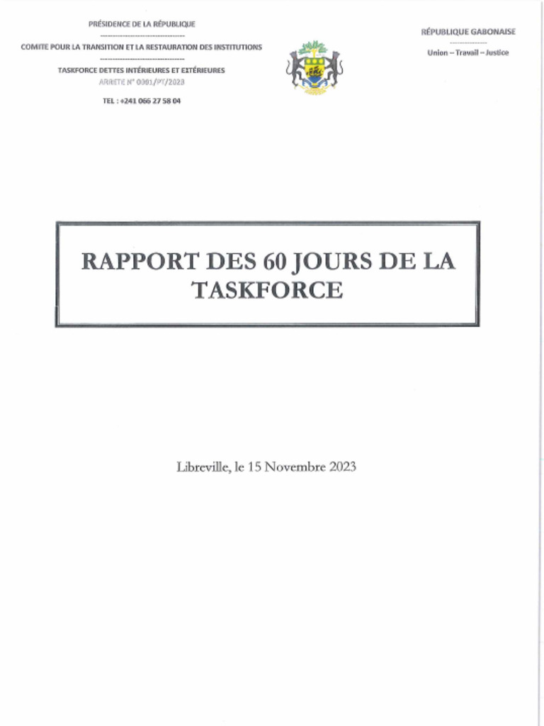 Rapport Des 60 Jours de La Taskforce | PDF