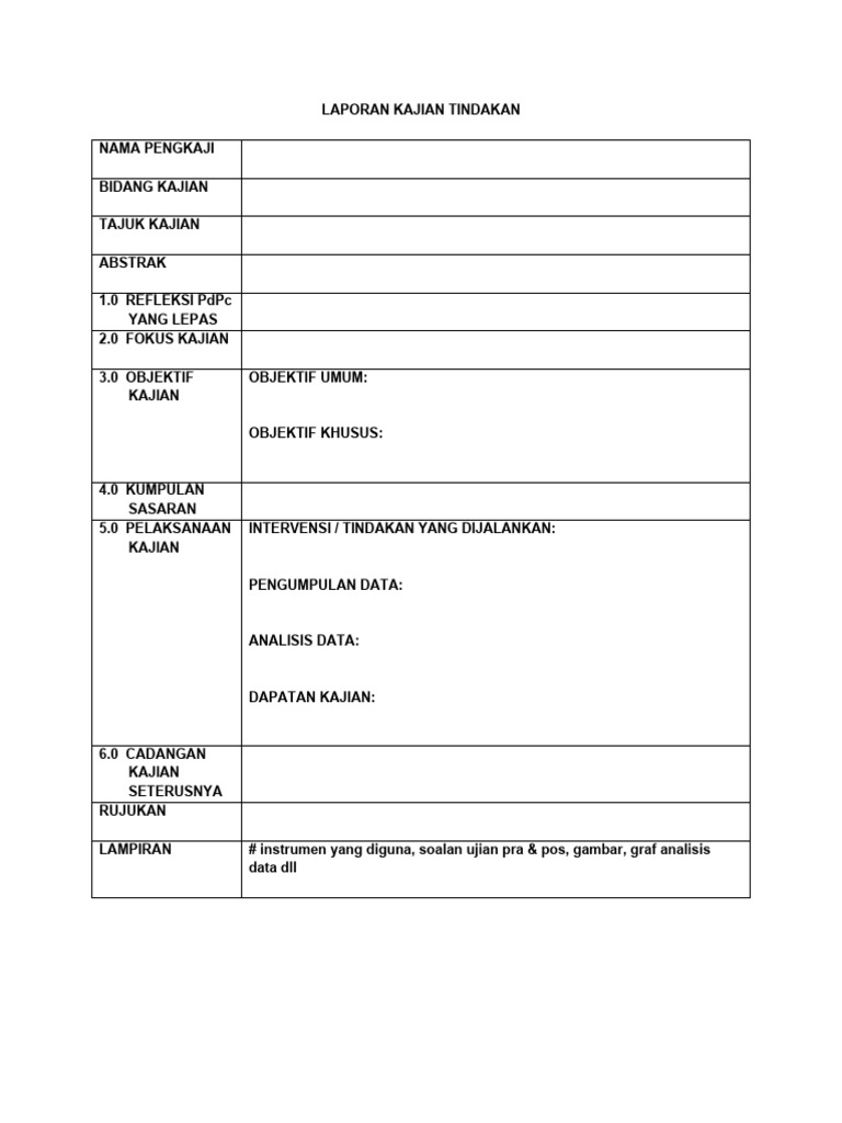 Format Laporan Kajian Tindakan | PDF