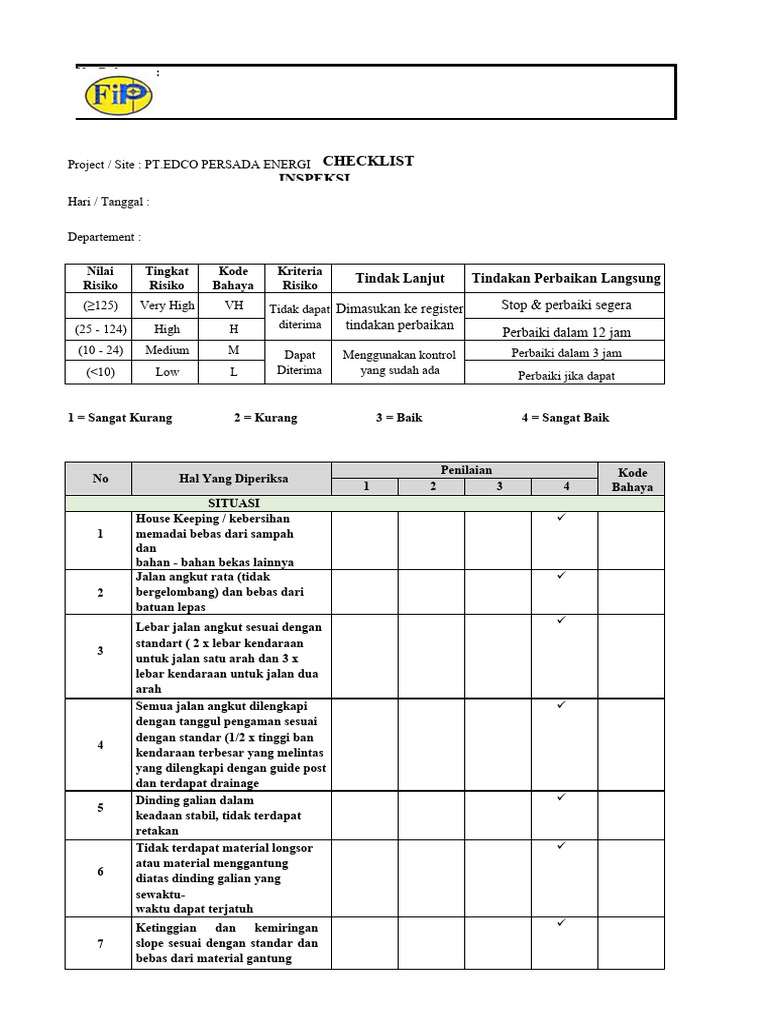 Checklist Inspeksi K3 PT.EDCO Energi | PDF