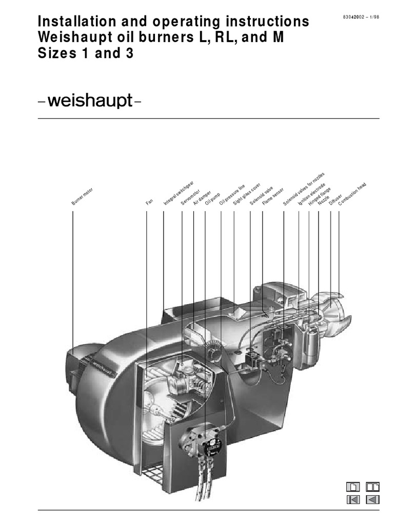 Installation and Operating Instructions Weishaupt Oil Burners L, RL, and M Sizes 1 and 3 | PDF ...