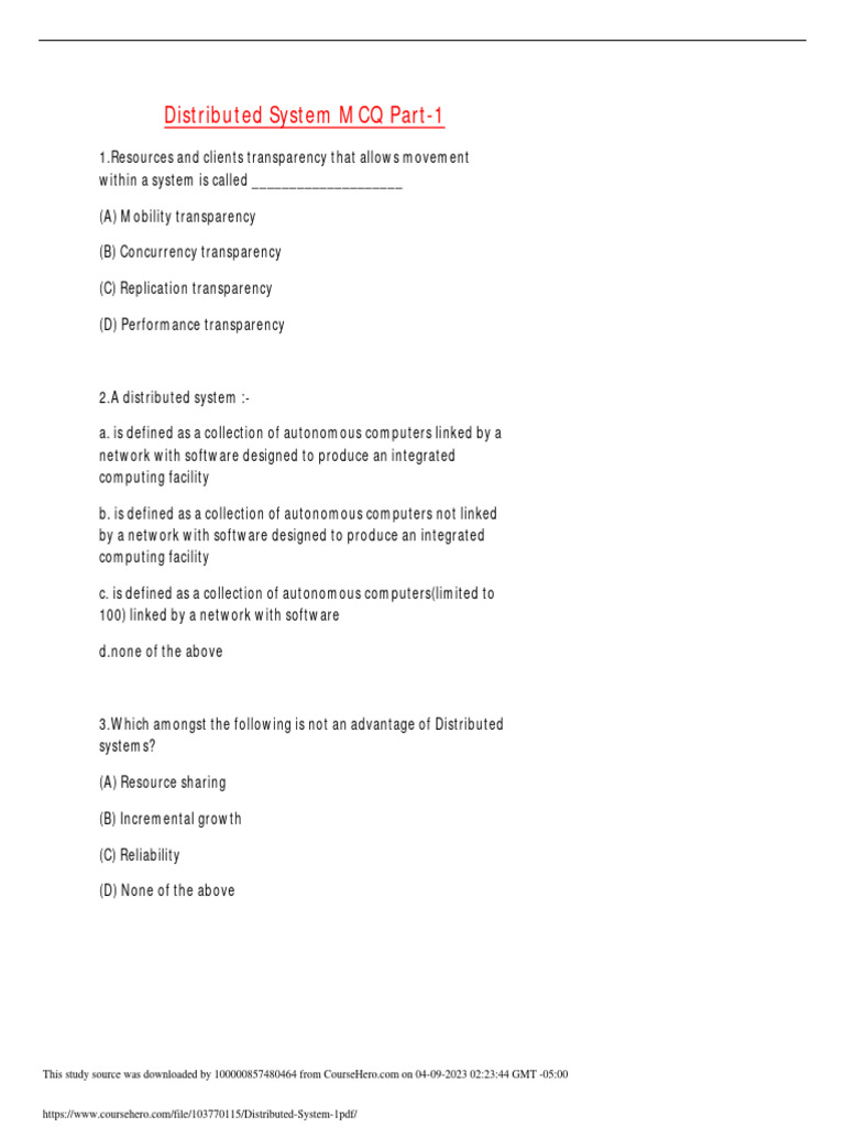 Distributed System 1 PDF | PDF | Distributed Computing | Operating System Distributed System 1 PDF | PDF | Distributed Computing | Operating System