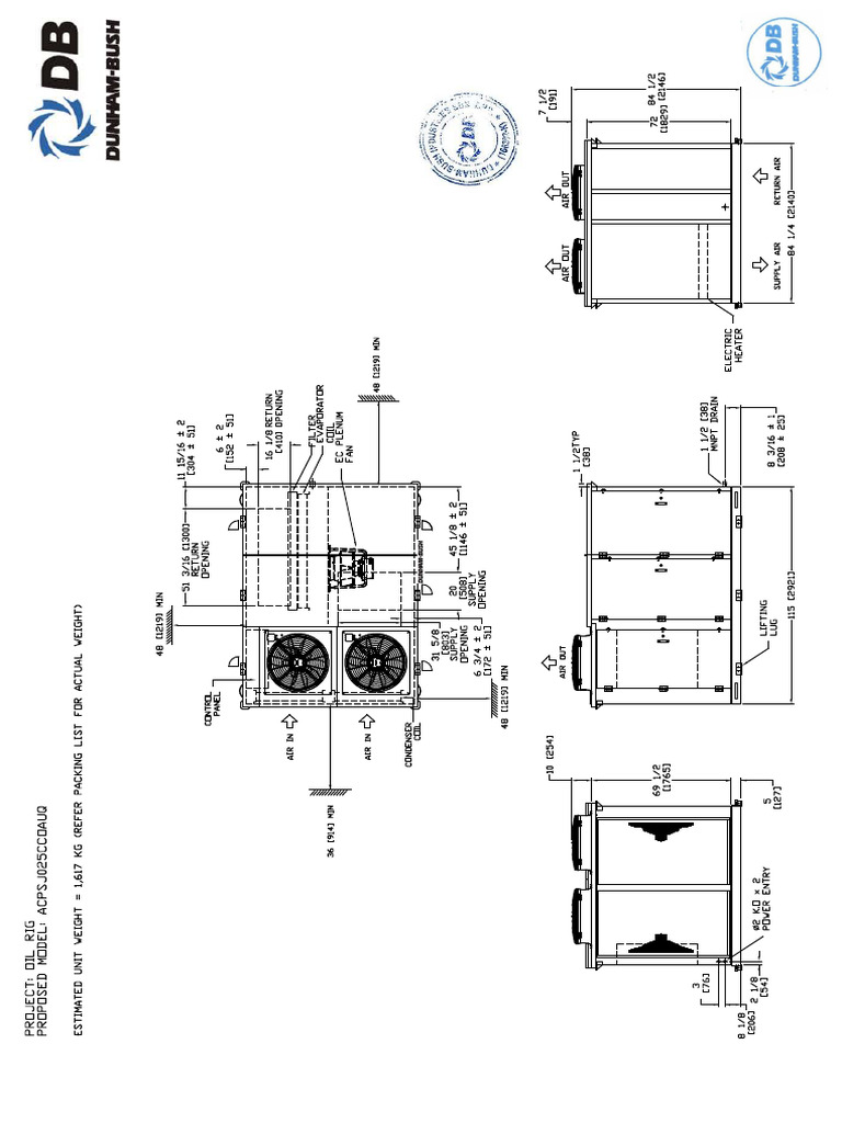 DB R134A RTU Sketch Dimensional Drawing | PDF