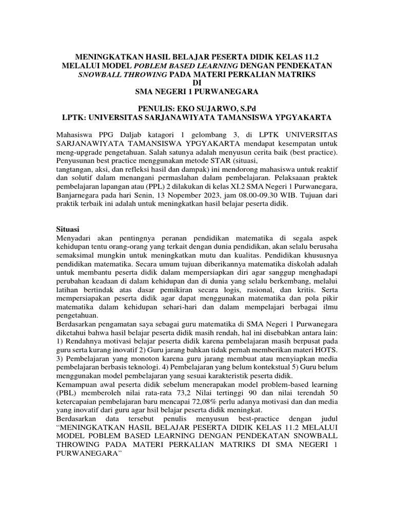 Penyusunan Hasil Best Practice | PDF | Karier & Perkembangan