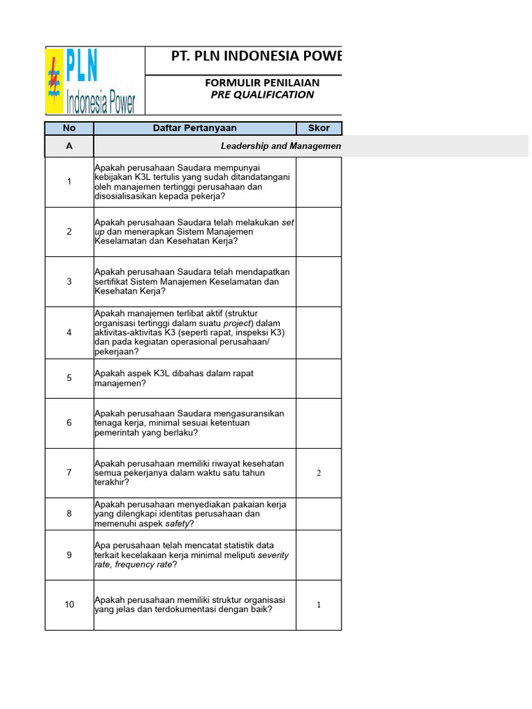 Lampiran 6. Formulir Prakualifikasi CSMS. PT. RRB | PDF | Teknologi & Rekayasa
