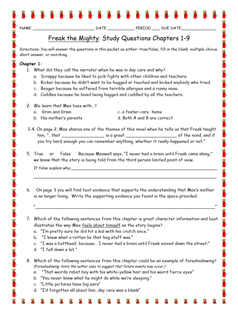 Freak The Mighty Revision Pack 1 | PDF | Narration