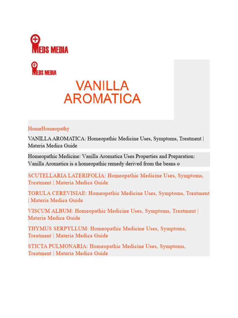 Vanilla | PDF | Homeopathy | Clinical Medicine