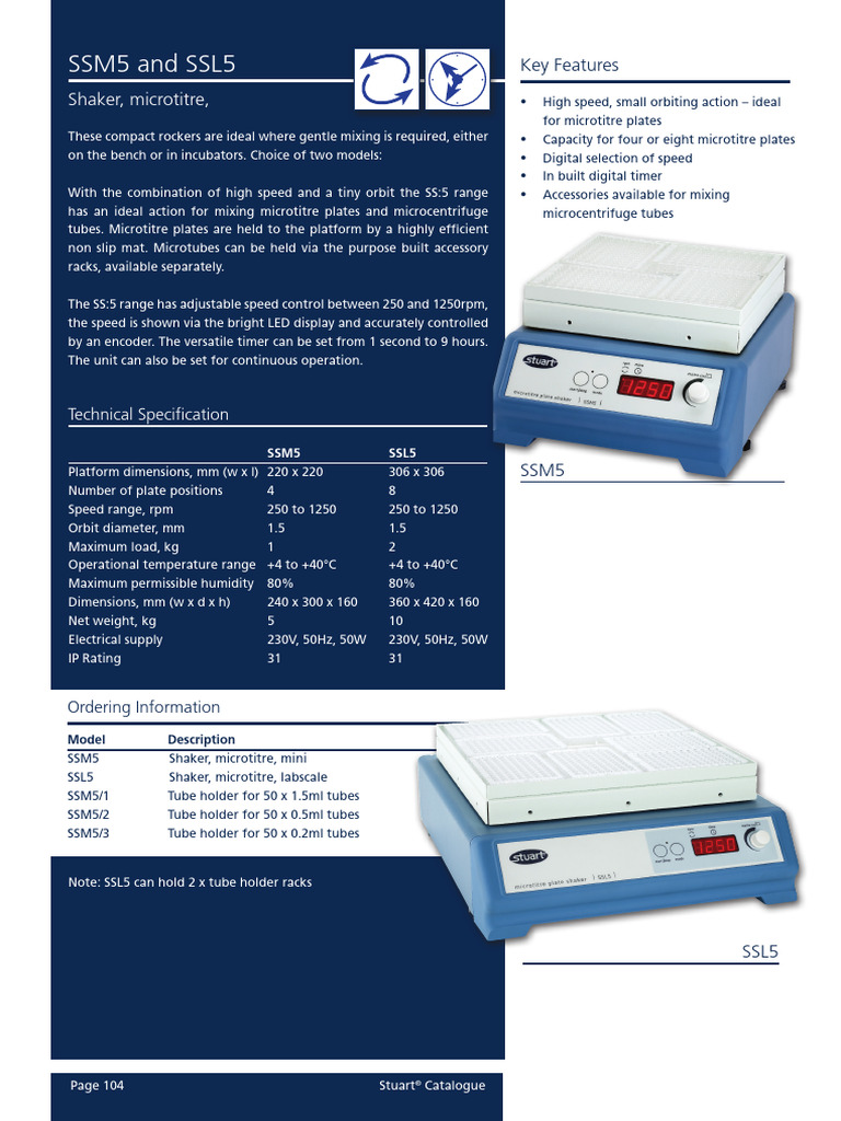 Stuart Page 104 SSM5 SSL5 Microtitre Shaker | Download Free PDF | Equipment | Manufactured Goods