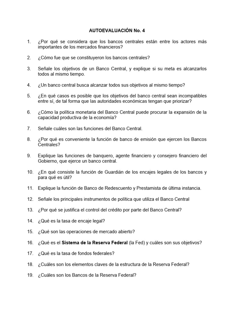 EJERCICIO DE AUTOEVALUACIÓN No. 4 | PDF