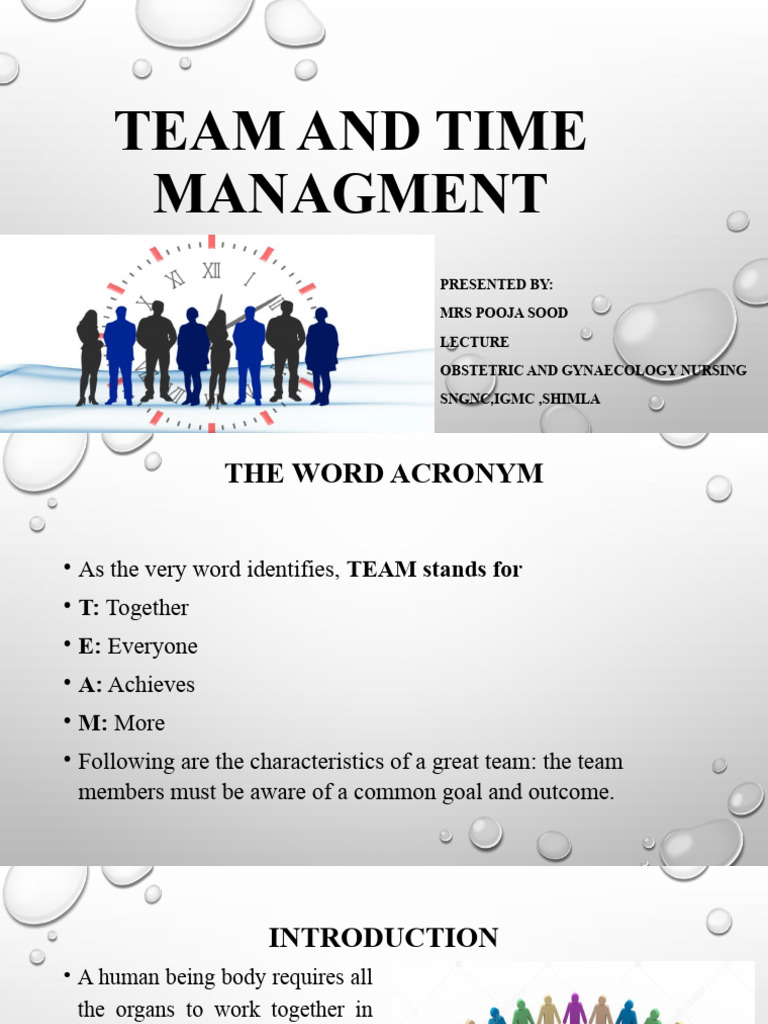 TEAM AND TIME MANAGMENT PPT | PDF | Time Management | Professional Skills