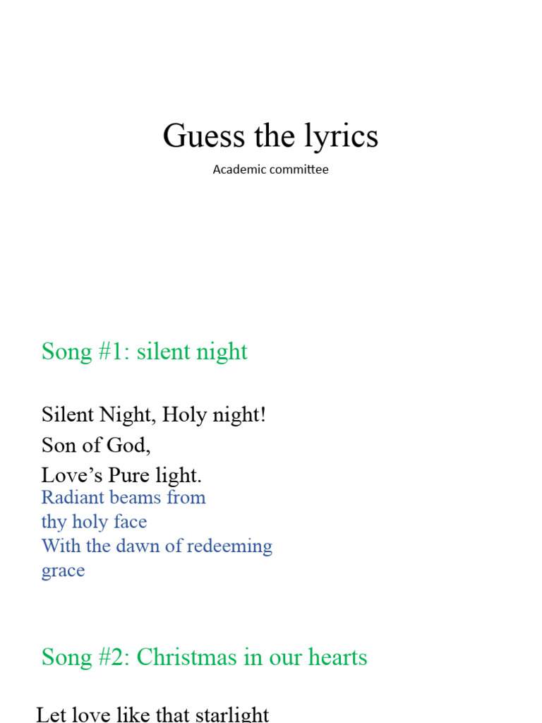 Guess The Lyrics Pdf