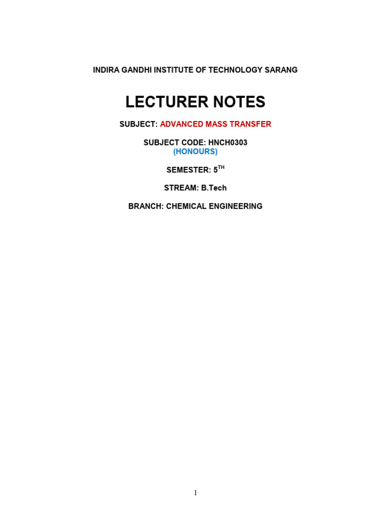 Advanced Mass Transfer 1601045992 | PDF | Diffusion | Ion