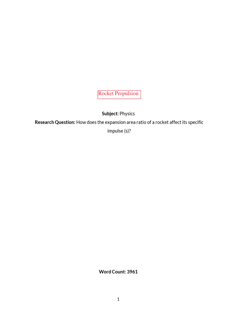 Final Extended Essay - Joaquin Revello | PDF | Rocket Engine | Rocket ...