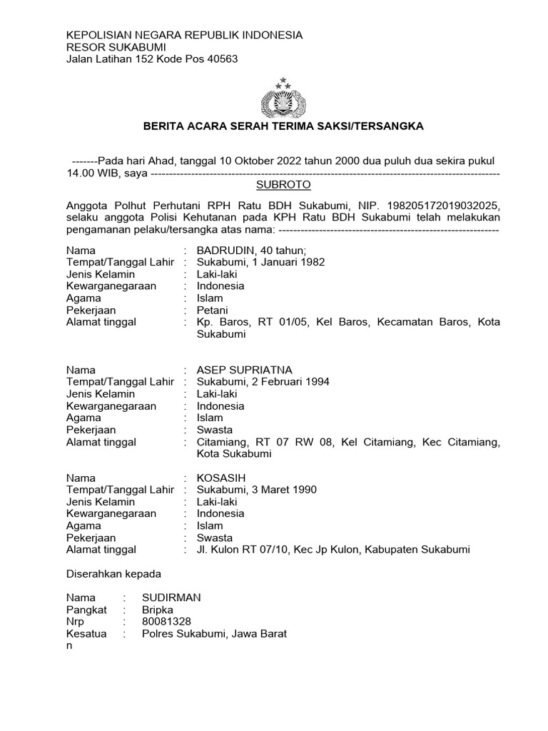 BA Serah Terima TSK | PDF