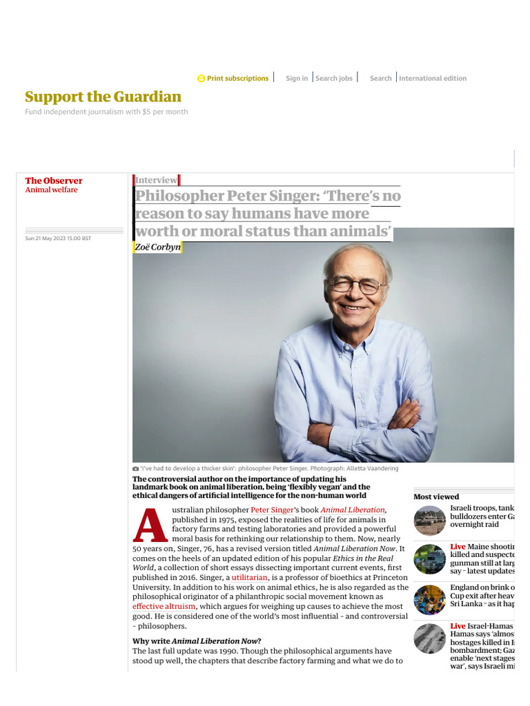 Philosopher Peter Singer: There's No Reason To Say Humans Have More ...